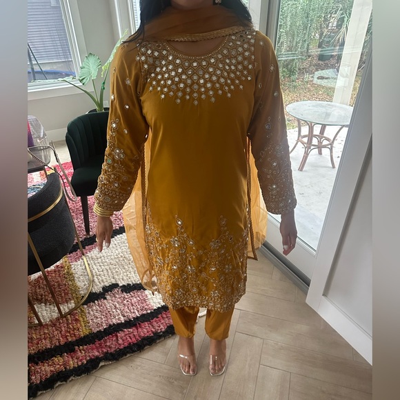 Dupattas & Stoles | Embellished Mustard Traditional Indian Wedding ...